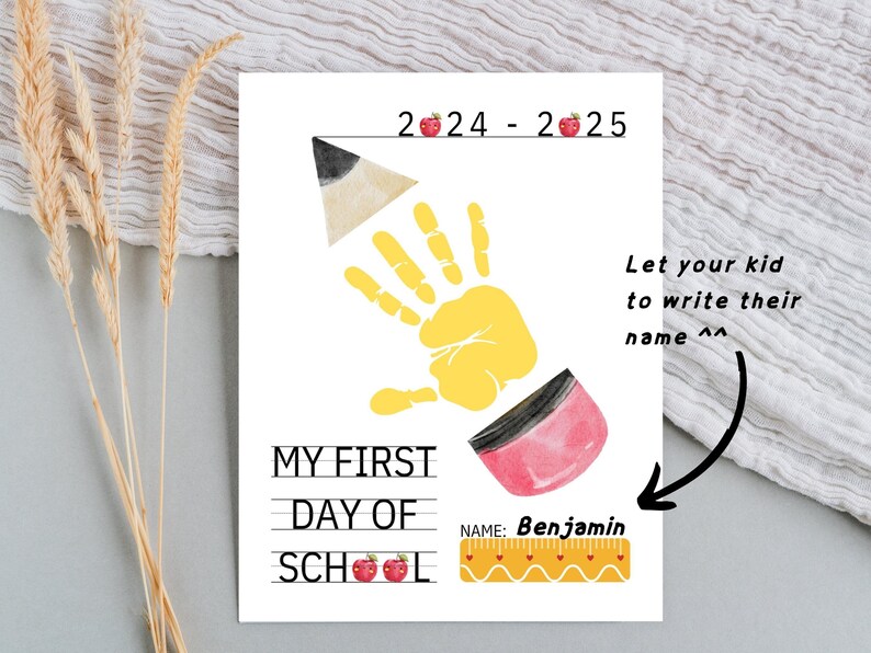 First Day of School Handprint Craft Kid Back to School Craft Preschool ...