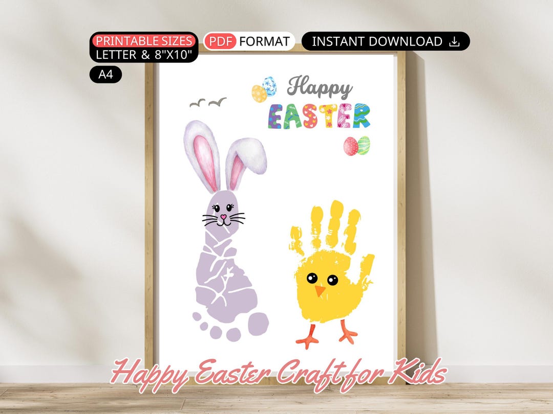 Happy Easter Handprint Footprint Art Kid Easter Bunny Footprint Craft ...