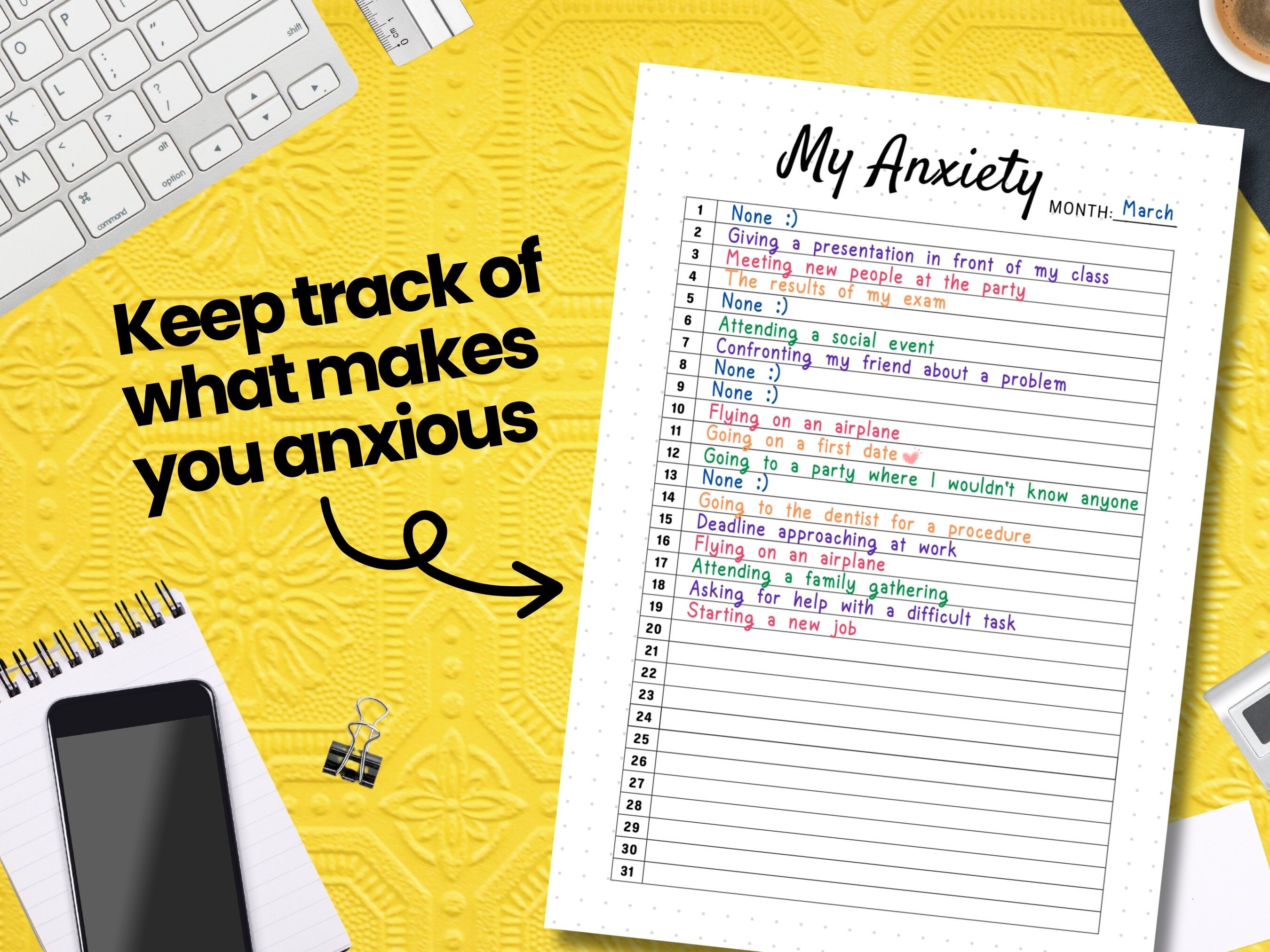 Anxiety Trigger Tracker, Printable Daily Journal, Emotional Wellness ...