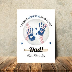Baseball Fathers Day Handprint Craft DIY Toddler Gift for Dad Handprint ...