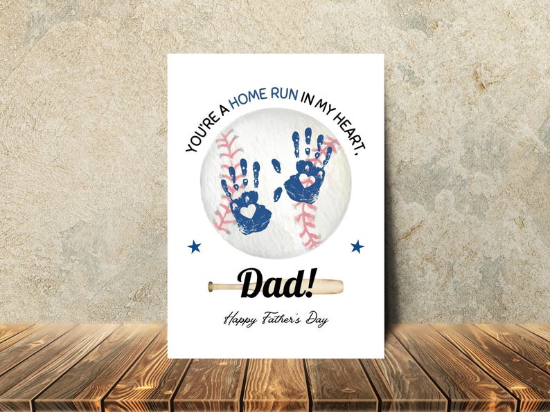 Baseball Fathers Day Handprint Craft DIY Toddler Gift for Dad Handprint ...