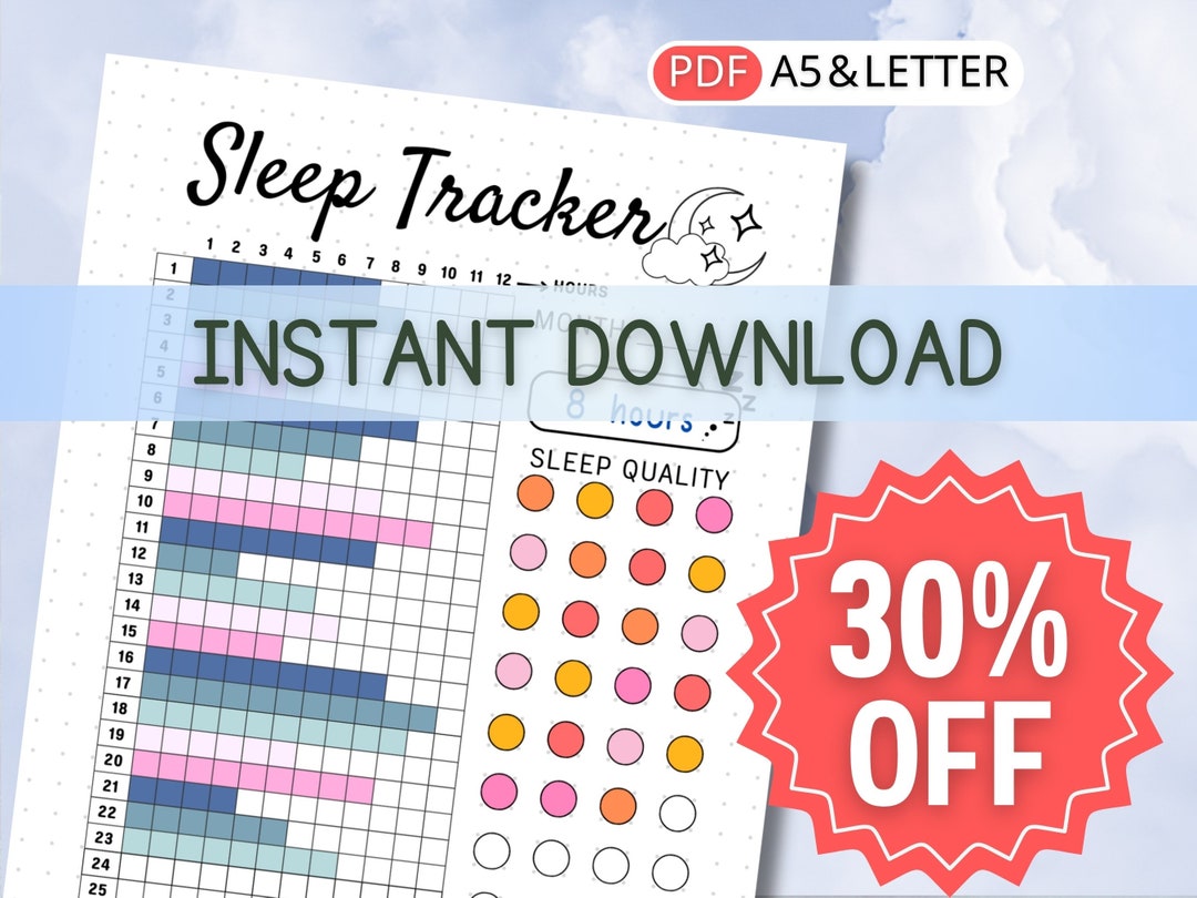 Sleep Tracker Printable Hour A5 Journal Page, US Letter, Sleep Journal ...