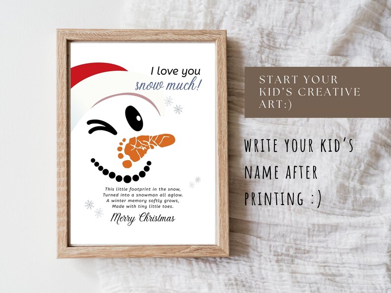 Christmas Footprint Art Poem Kid: Snowman Footprint Craft Baby Toddler ...