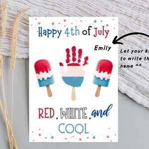 4th of July Handprint Craft Kids Printable Patriotic Toddler Keepsake ...