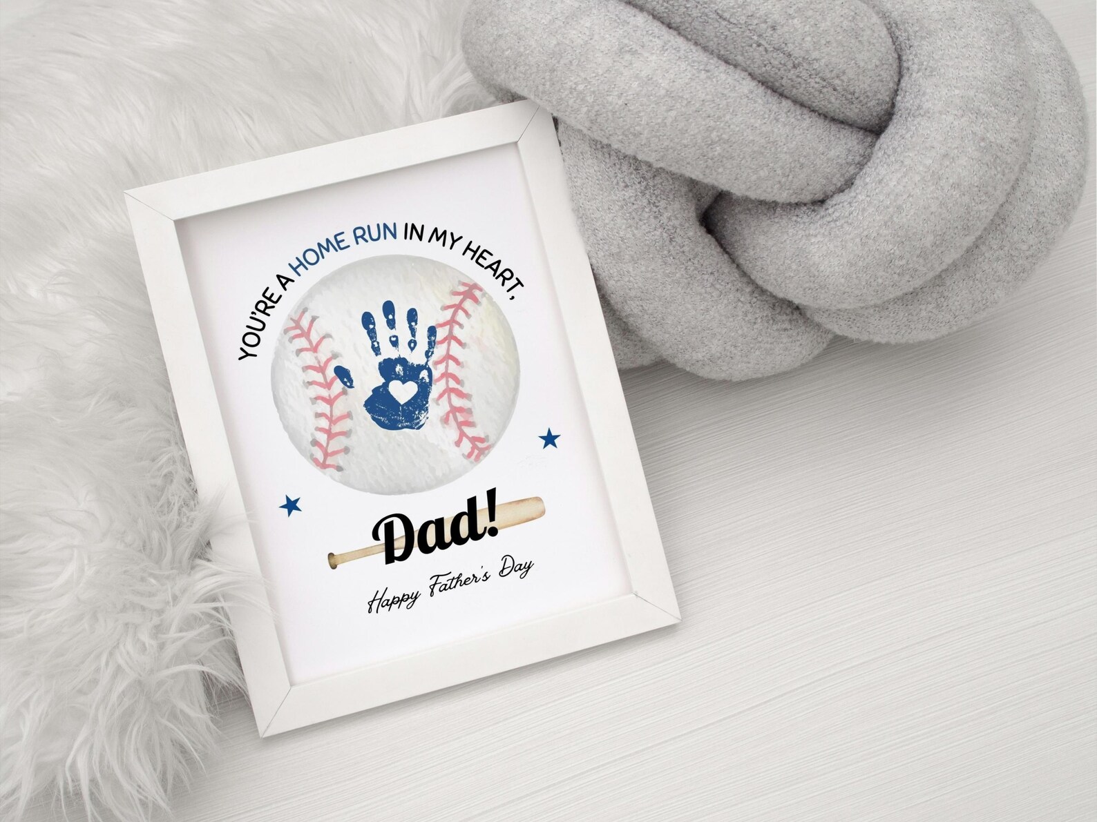 Baseball Fathers Day Handprint Craft DIY Toddler Gift for Dad Handprint ...