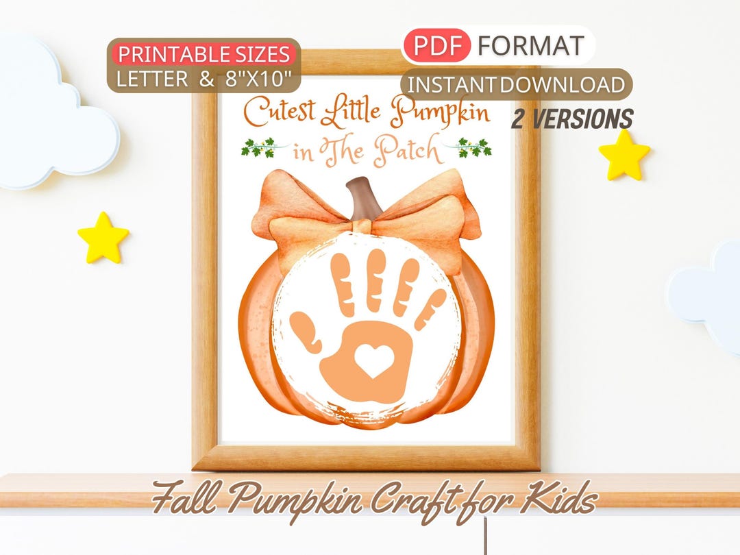 Coquette Bow Pumpkin Handprint Art Kid Fall Handprint Craft DIY Baby ...