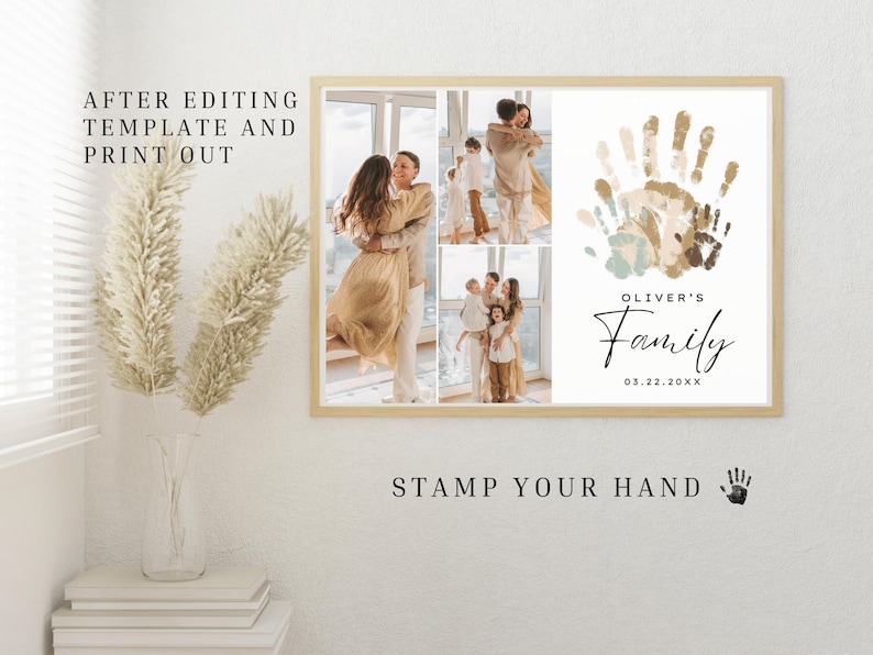 Family Photo Collage Template Canva: Family Handprint Art Craft DIY ...