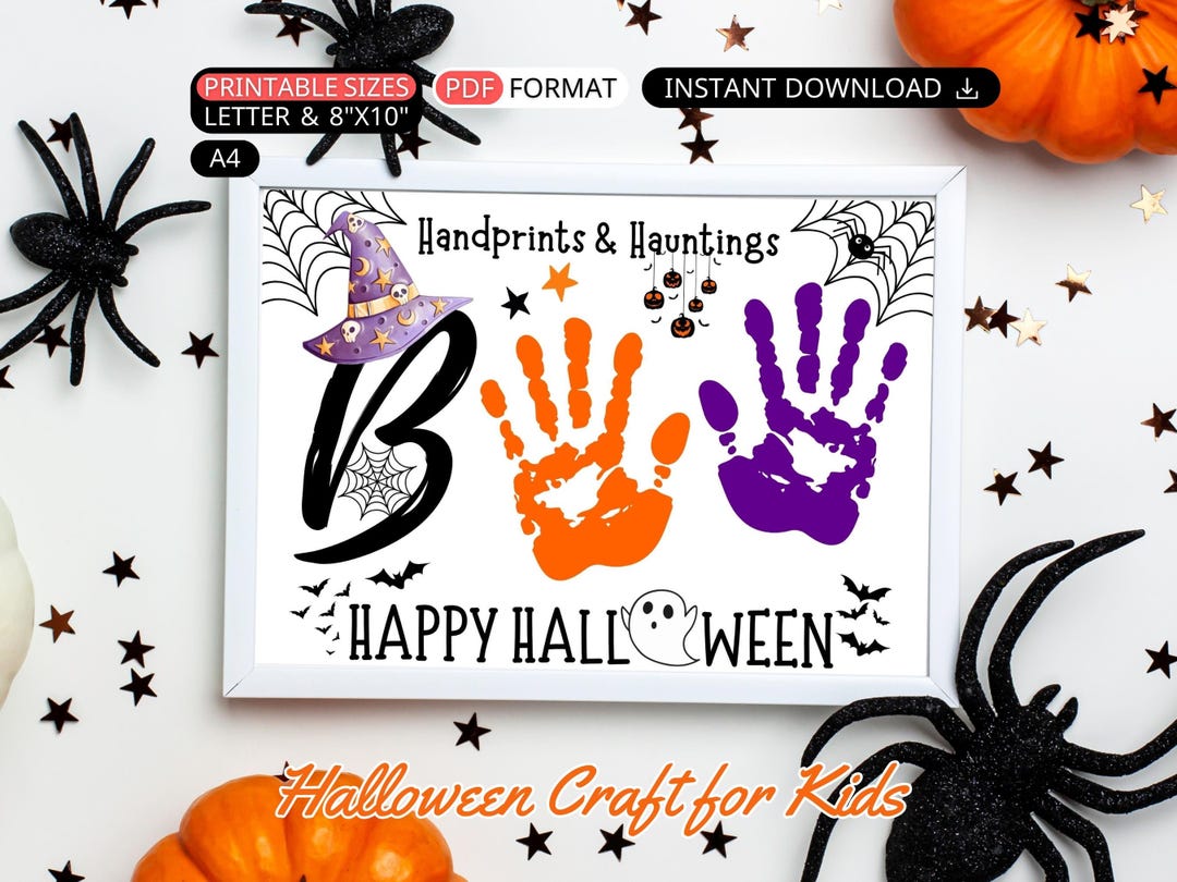 Halloween Handprint Art Kid Fall Handprint Craft Diys Kid Keepsakes ...