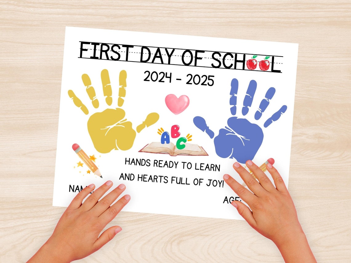 First Day of School Handprint Craft Kid Back to School Craft Diys Kid ...