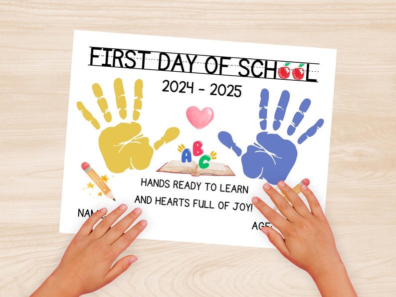 First Day of School Handprint Craft Kid Back to School Craft Diys Kid ...