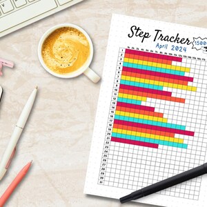 Step Tracker Monthly Fitness Goal Tracker: Printable Health Journal ...