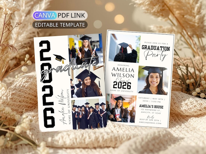 College Graduation Invitation: Modern Graduation Announcement Card ...
