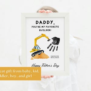 Fathers Day Handprint Craft Dad Construction Digger DIY Toddler ...