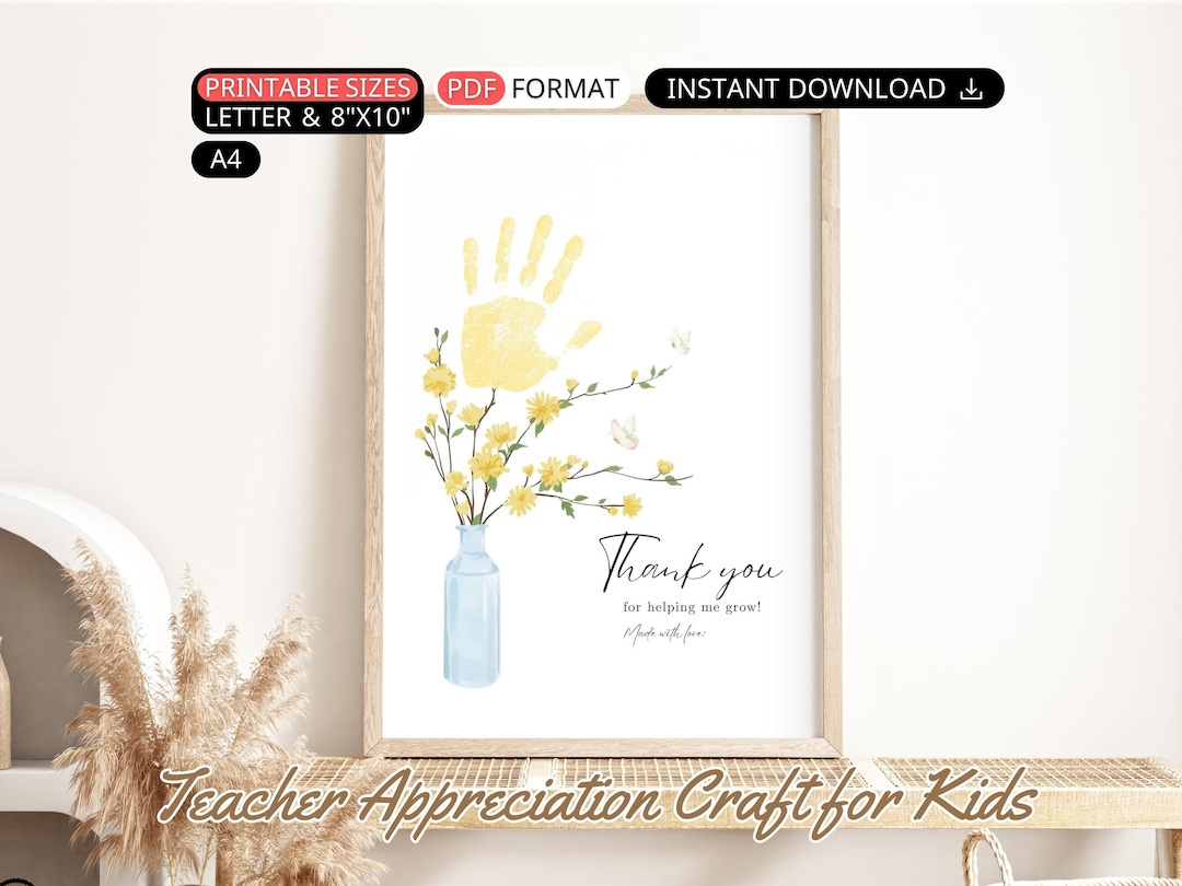 Teacher Appreciation Handprint Craft: Thank You Teacher Gift Printable ...