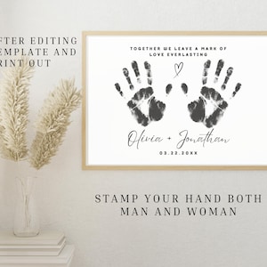 Minimalist Wedding Handprint Craft Template Canva Editable Printable ...