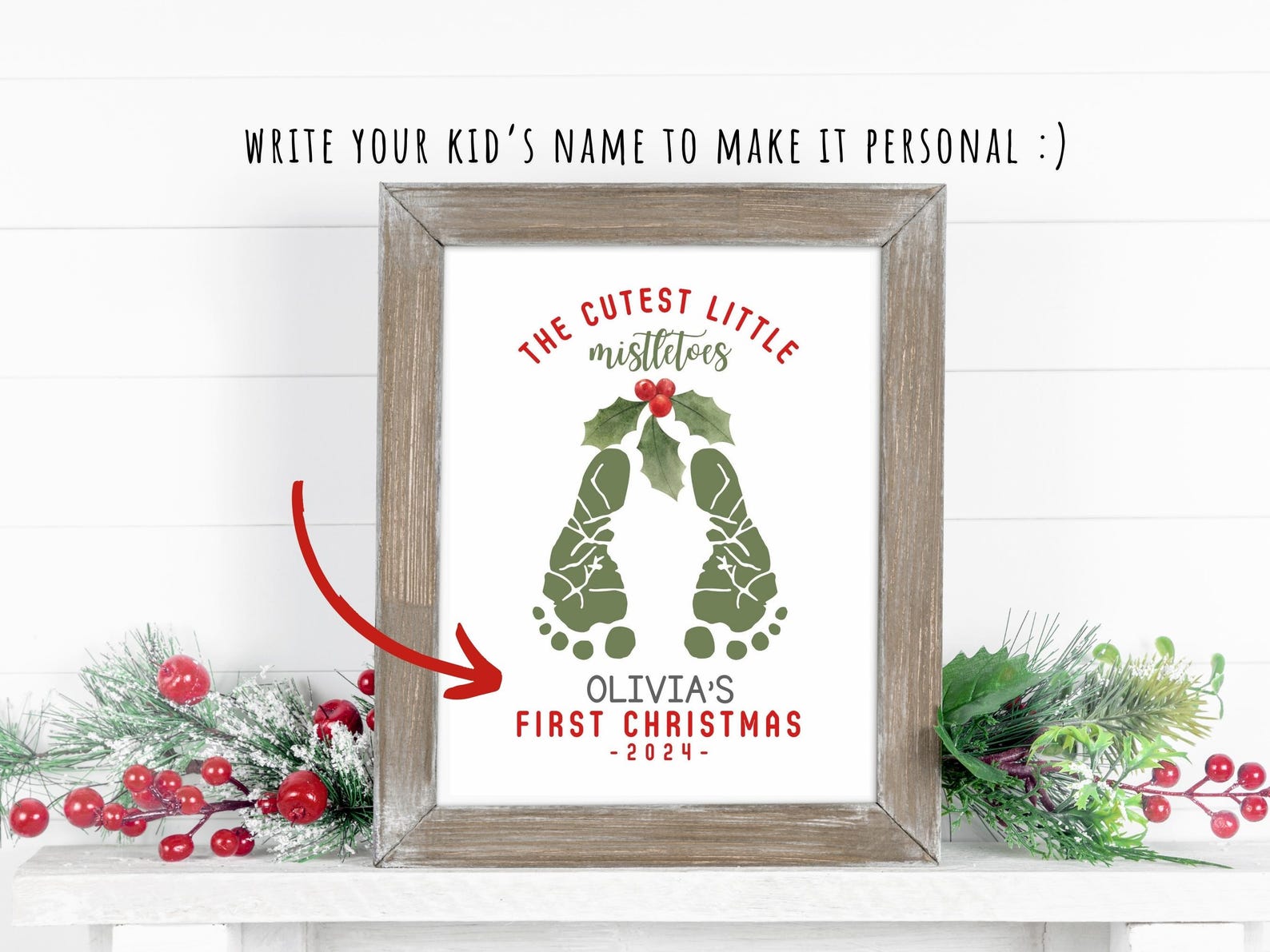 Christmas Footprint Art Kid Mistletoes Footprint Craft DIY Toddler ...