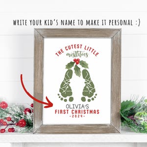 Christmas Footprint Art Kid Mistletoes Footprint Craft DIY Toddler ...