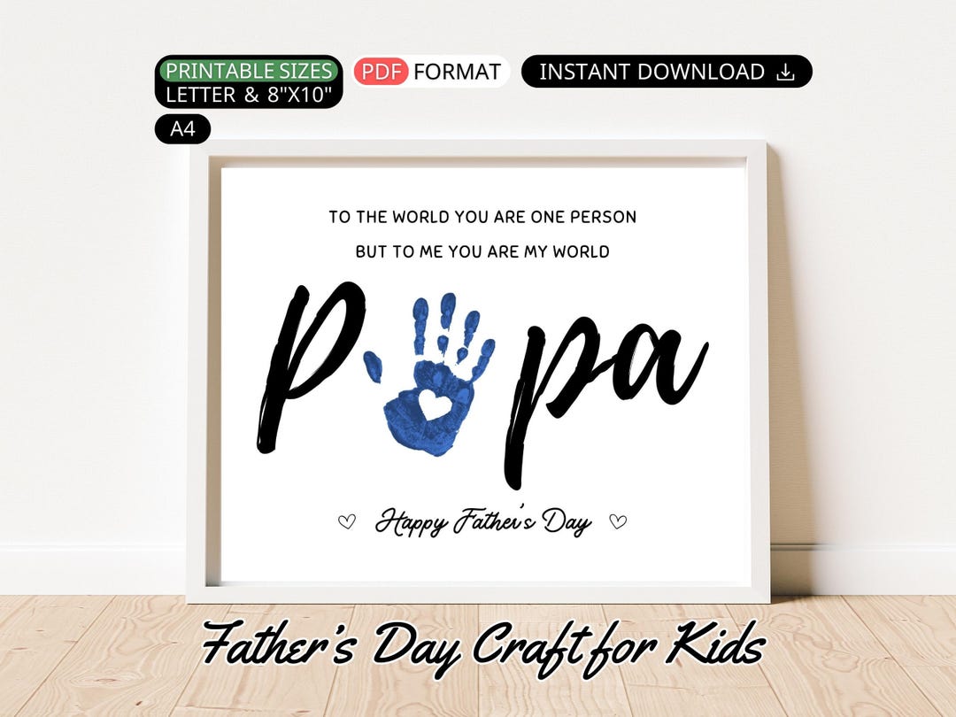 Fathers Day Handprint Craft for Dad, Papa Handprint Art Gift From Kid ...