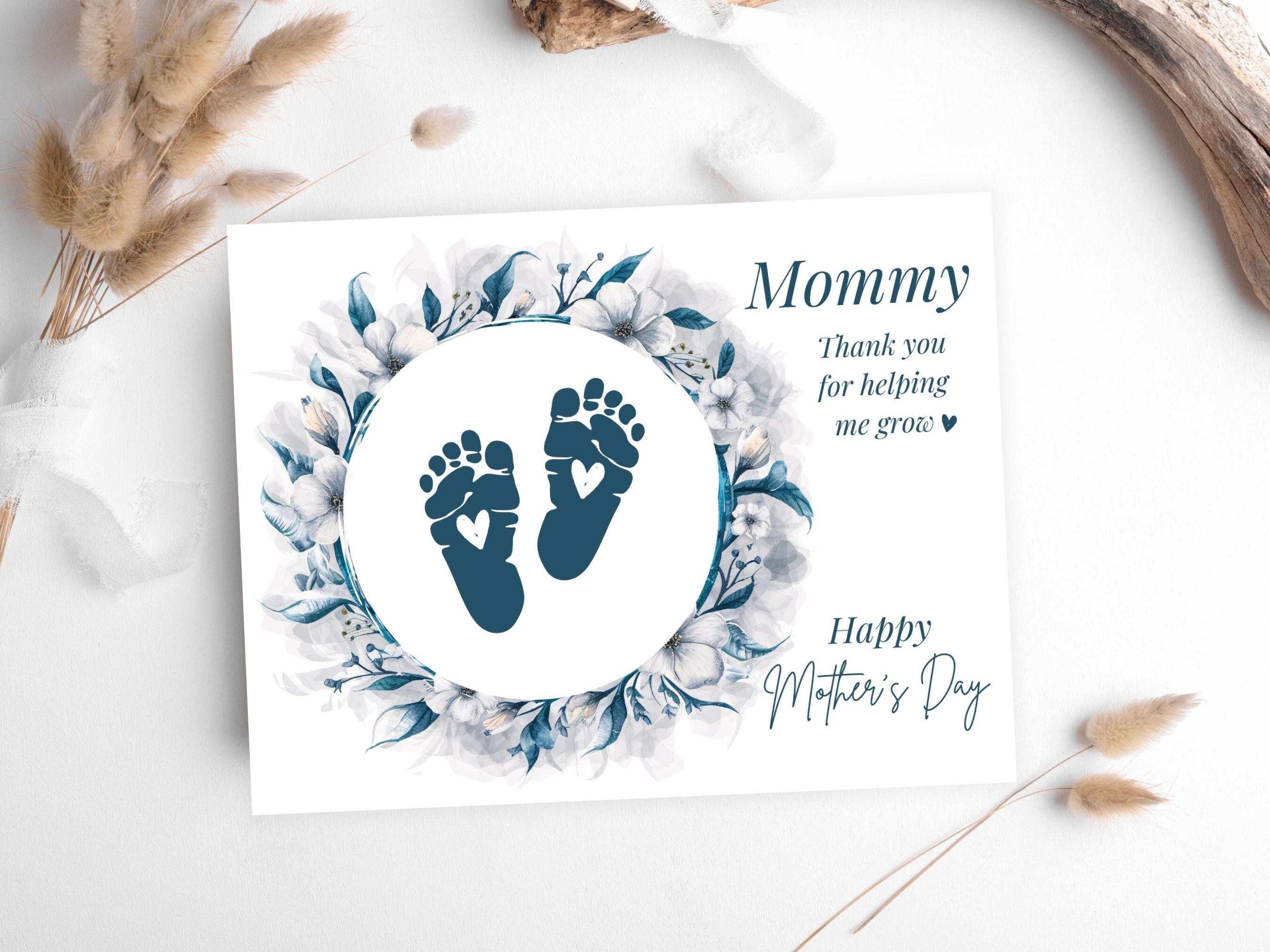 Flower Footprint Mothers Day Card Diys Kid Craft for Mom Birthday ...