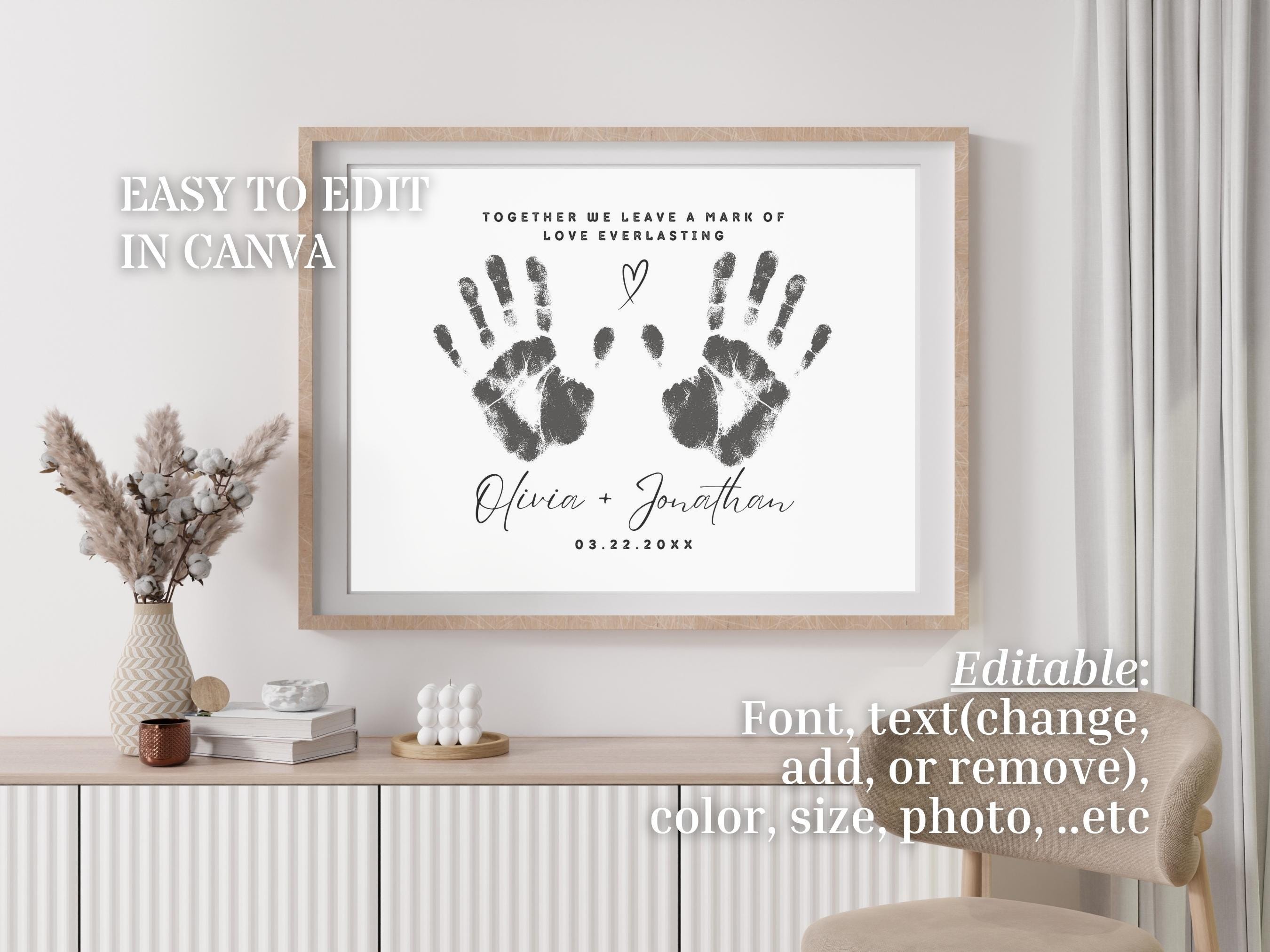 Minimalist Wedding Handprint Craft Template Canva Editable Printable ...