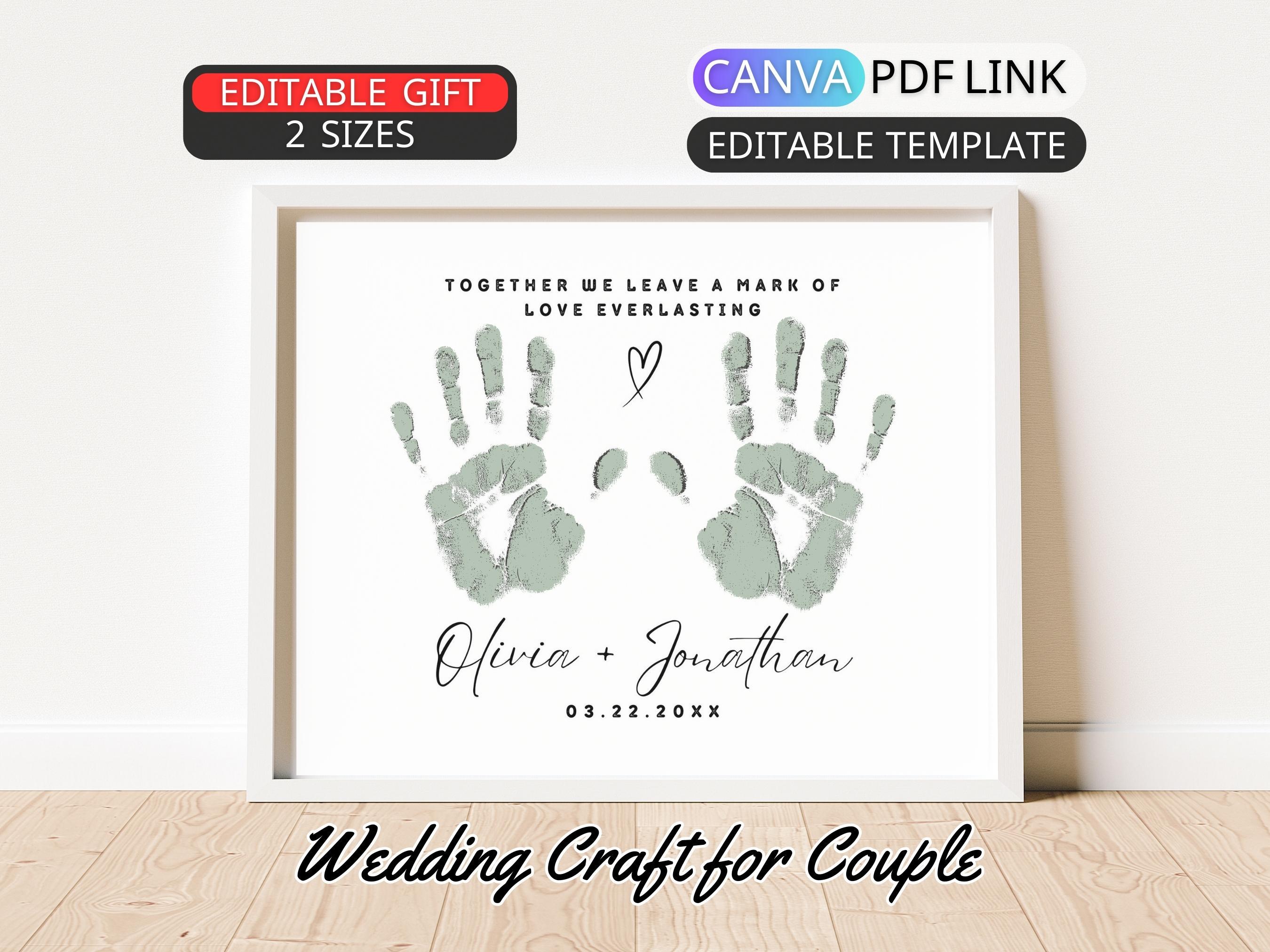 Minimalist Wedding Handprint Craft Template Canva Editable Printable ...