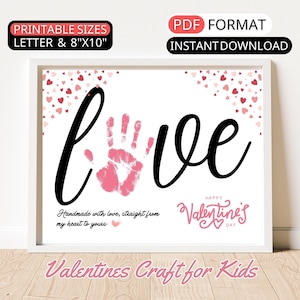Valentines Day Handprint Craft DIY Toddler Keepsakes Gift Printable ...