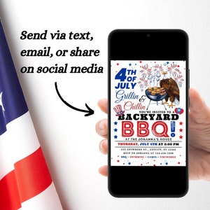 4th of July BBQ Party Invitation Template Canva Editable Fourth of July ...