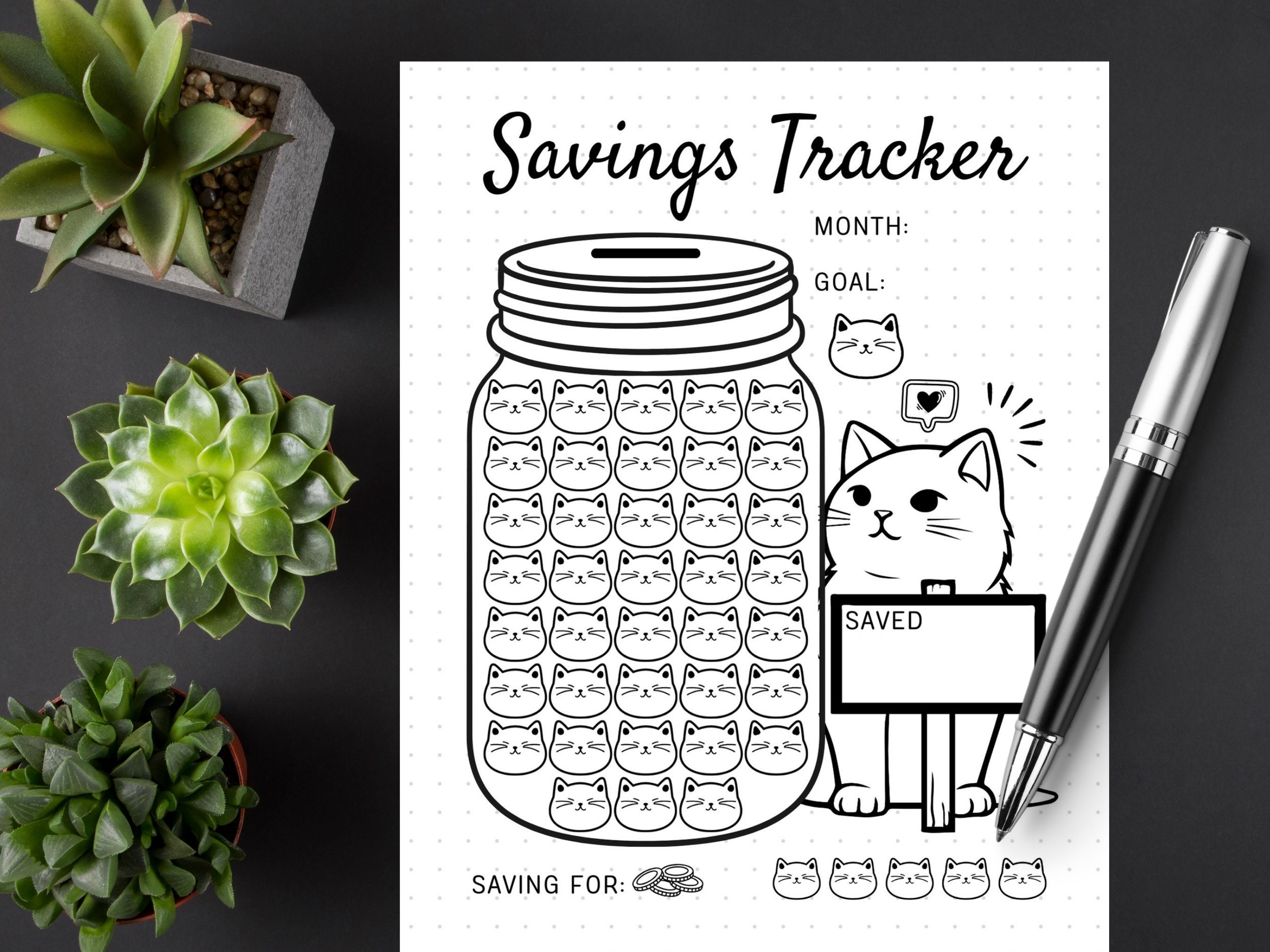 Cute Savings Tracker Printable Monthly Savings Challenge Low Income ...