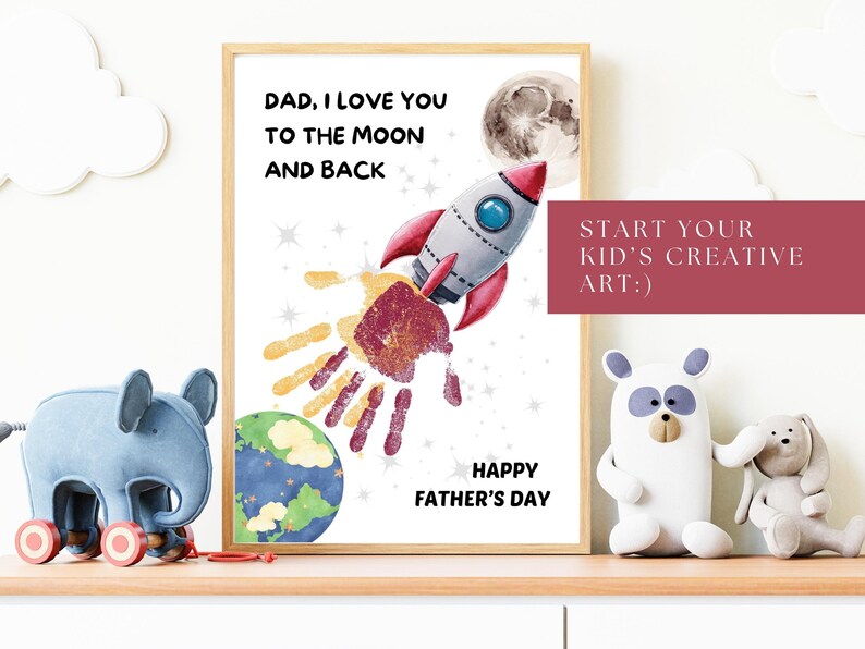 Fathers Day Handprint Craft DIY Toddler Keepsake: Rocket Handprint Art ...