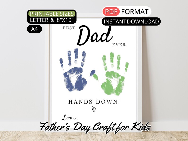 Hands Down Best Dad Ever Handprint Craft DIY Toddler Keepsake Fathers ...
