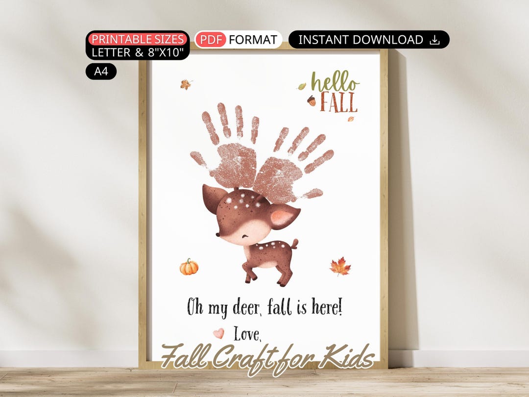 Fall Deer Handprint Art for Kid Printable Fall Handprint Craft DIY ...