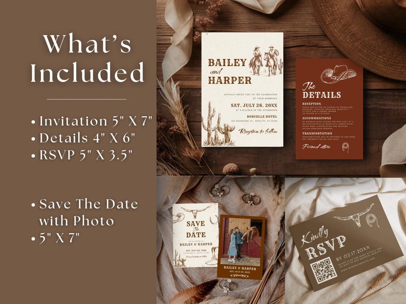 Rustic Western Wedding Invitation Suite: Cowboy Wedding Invite Set ...