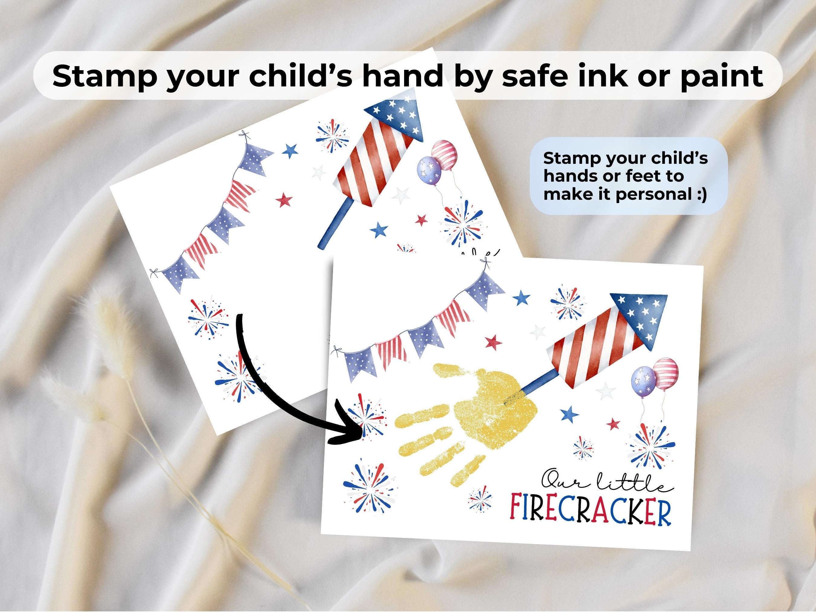 4th of July Handprint Craft Kid Patriotic Baby Toddler Keepsake Gift ...