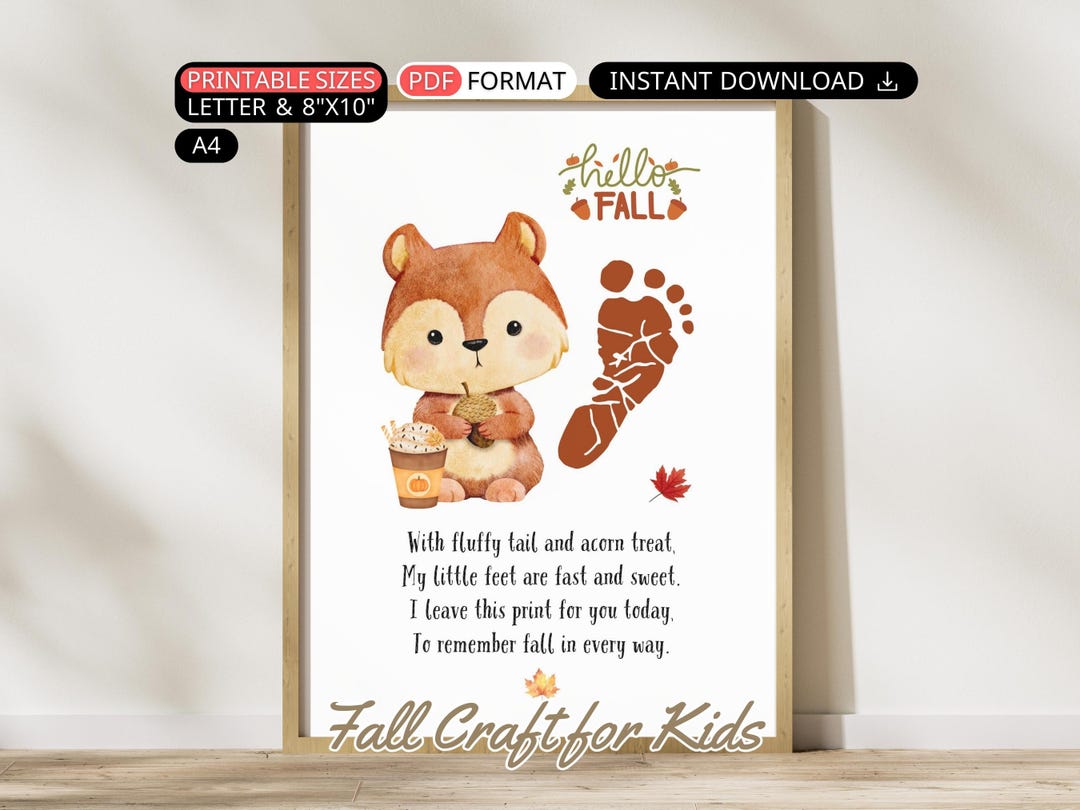 Fall Footprint Art Infant Autumn Squirrel Footprint Craft Baby Toddler ...