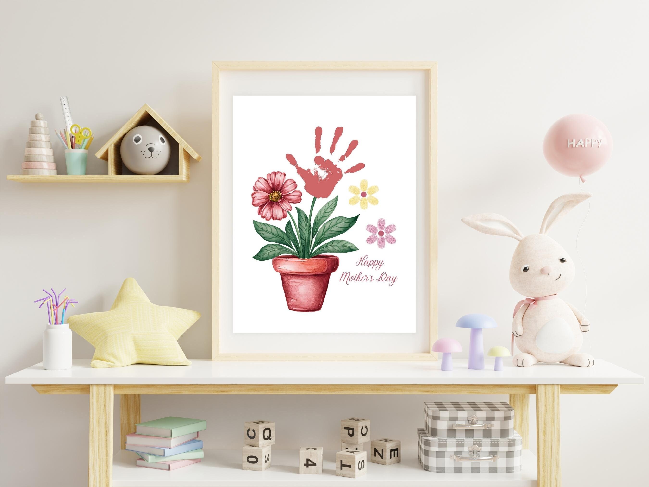 Flower Handprint Mothers Day Card Diys Kid Craft for Mom Handprint Art ...