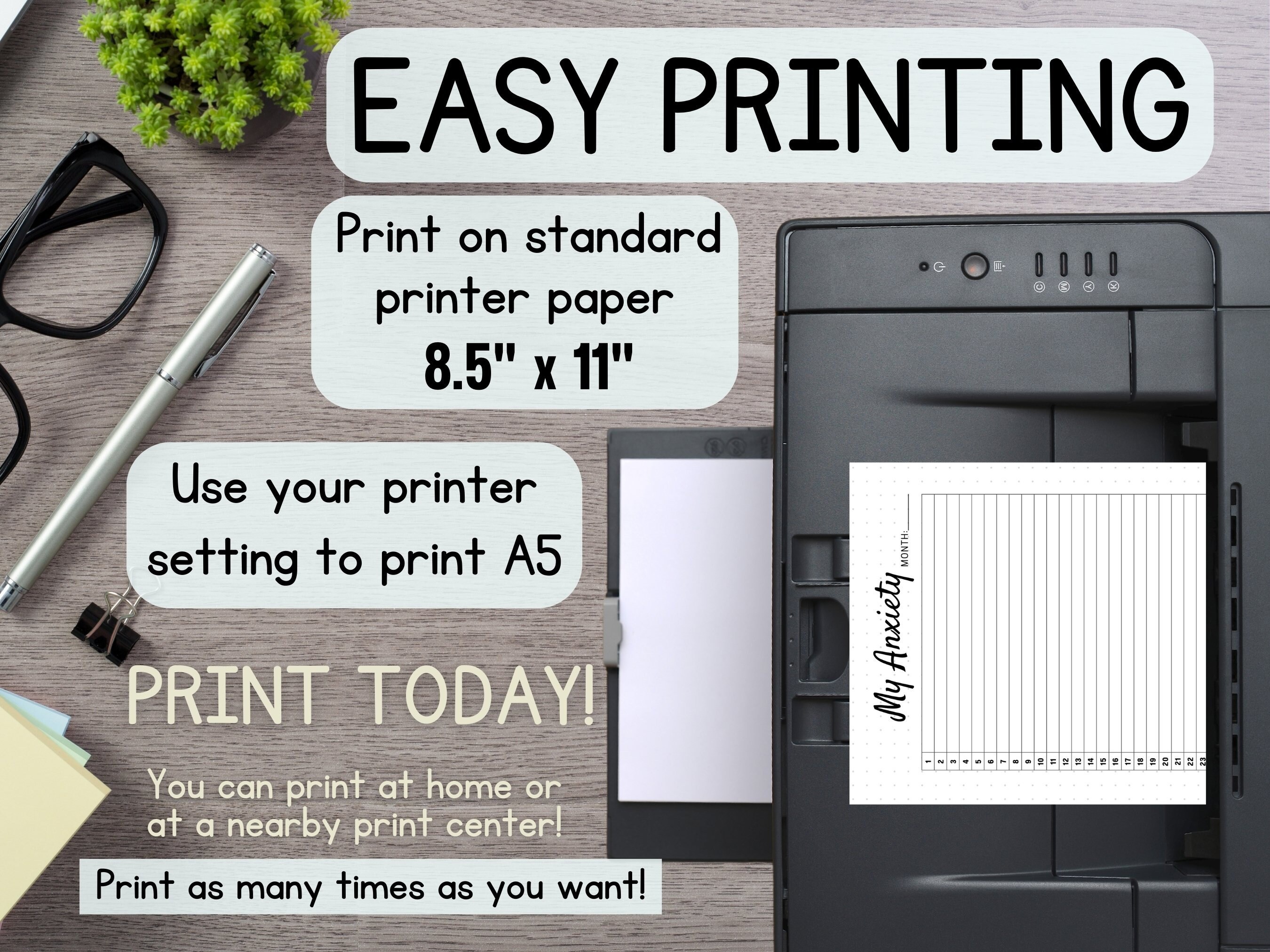 Anxiety Trigger Tracker, Printable Daily Journal, Emotional Wellness ...
