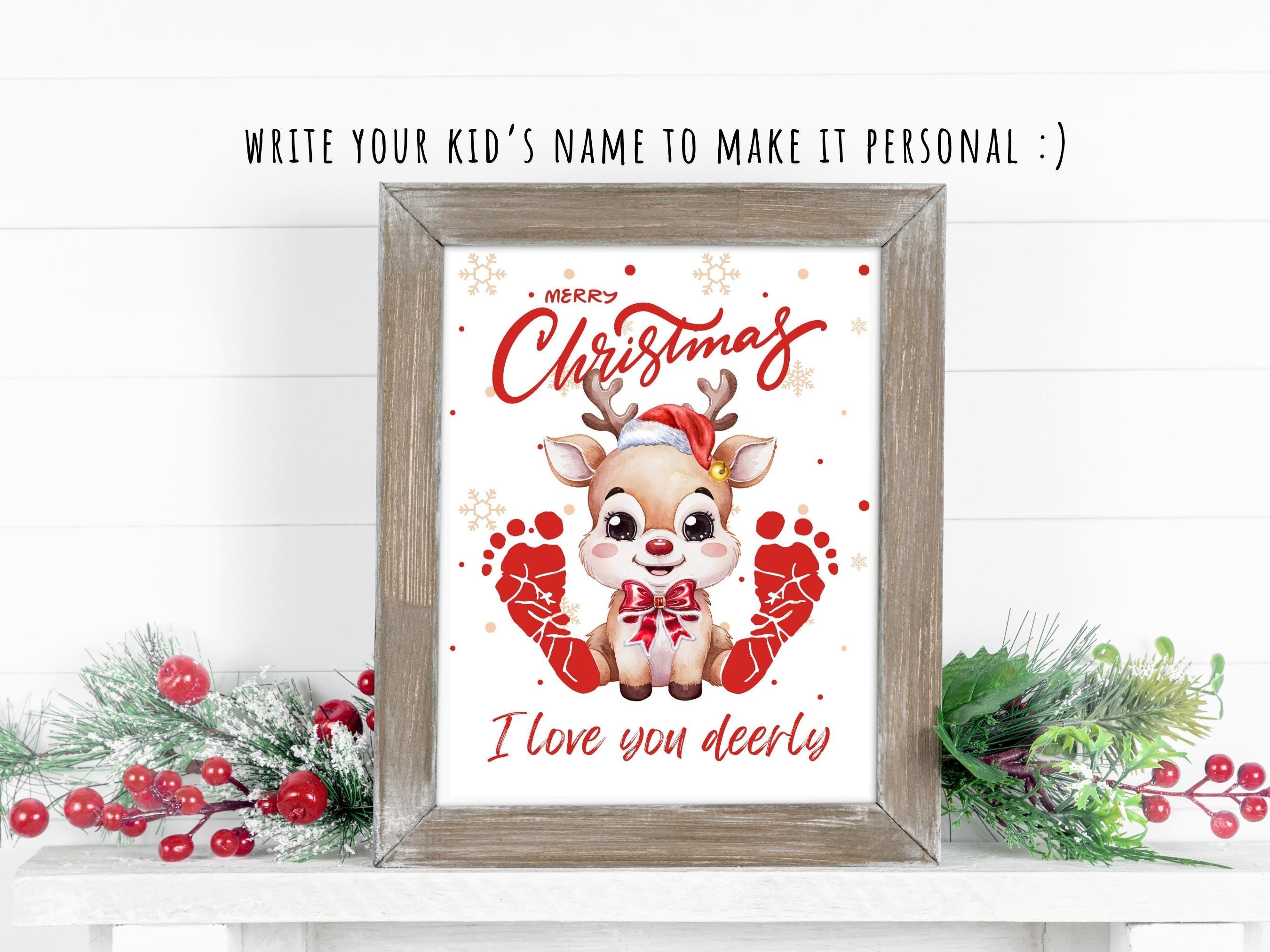 Christmas Footprint Art Kid Reindeer Footprint Craft Diys Toddler ...