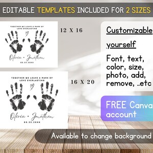 Minimalist Wedding Handprint Craft Template Canva Editable Printable ...