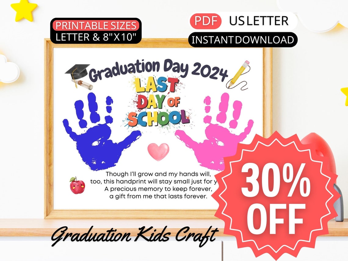 Last Day of Preschool Graduation Handprint Art Kids Diys Craft Activity ...