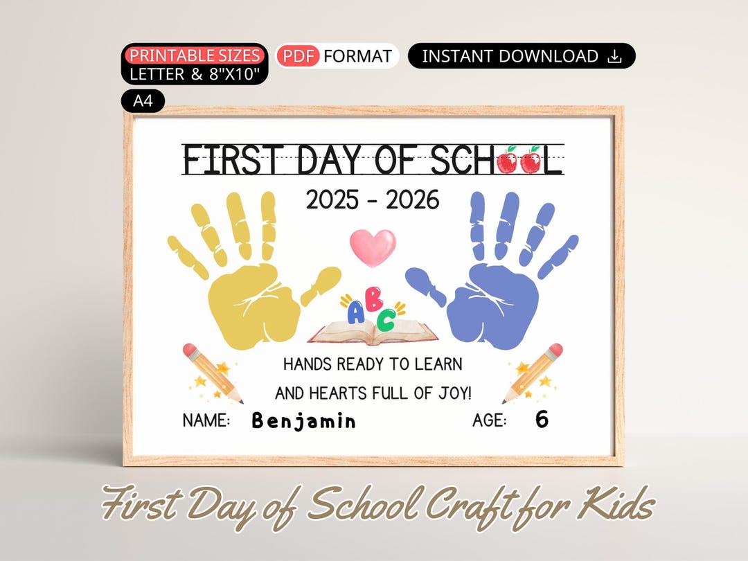 First Day of School Handprint Craft Kid Back to School Craft Diys Kid ...
