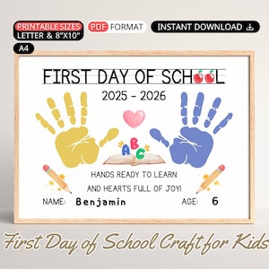 First Day of School Handprint Craft Kid Back to School Craft Diys Kid ...
