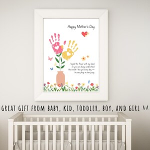 Mothers Day Handprint Flower Craft Printable, DIY Mother's Day Poem ...