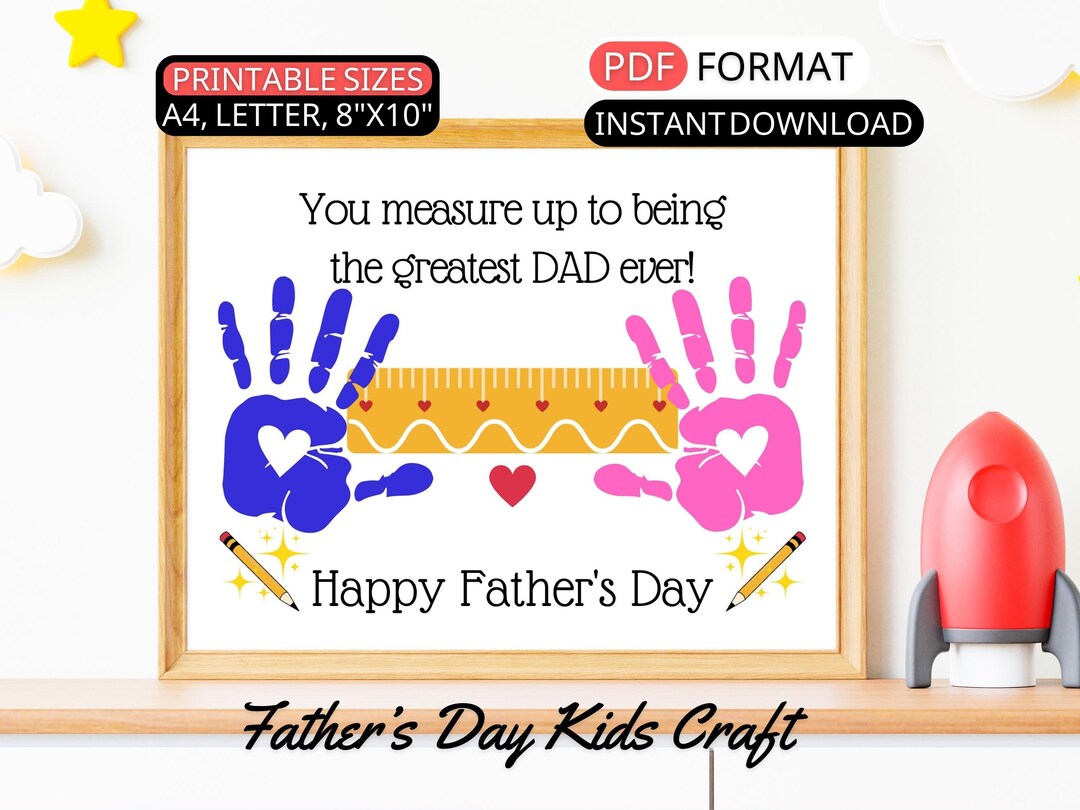 Ruler Measure Fathers Day Handprint Craft Kids Art Printable Activity ...