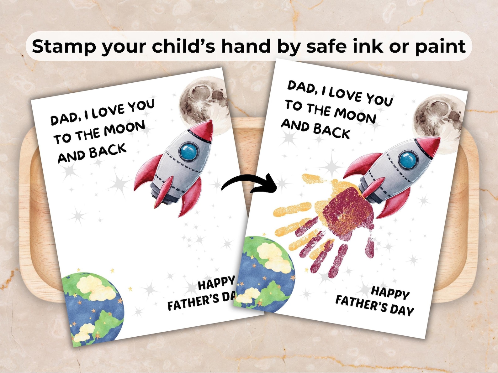 Fathers Day Handprint Craft Kids Art Printable Activity Preschool Gifts ...