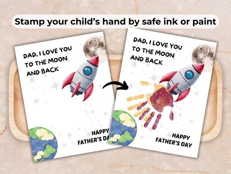 Fathers Day Handprint Craft Kids Art Printable Activity Preschool Gifts ...