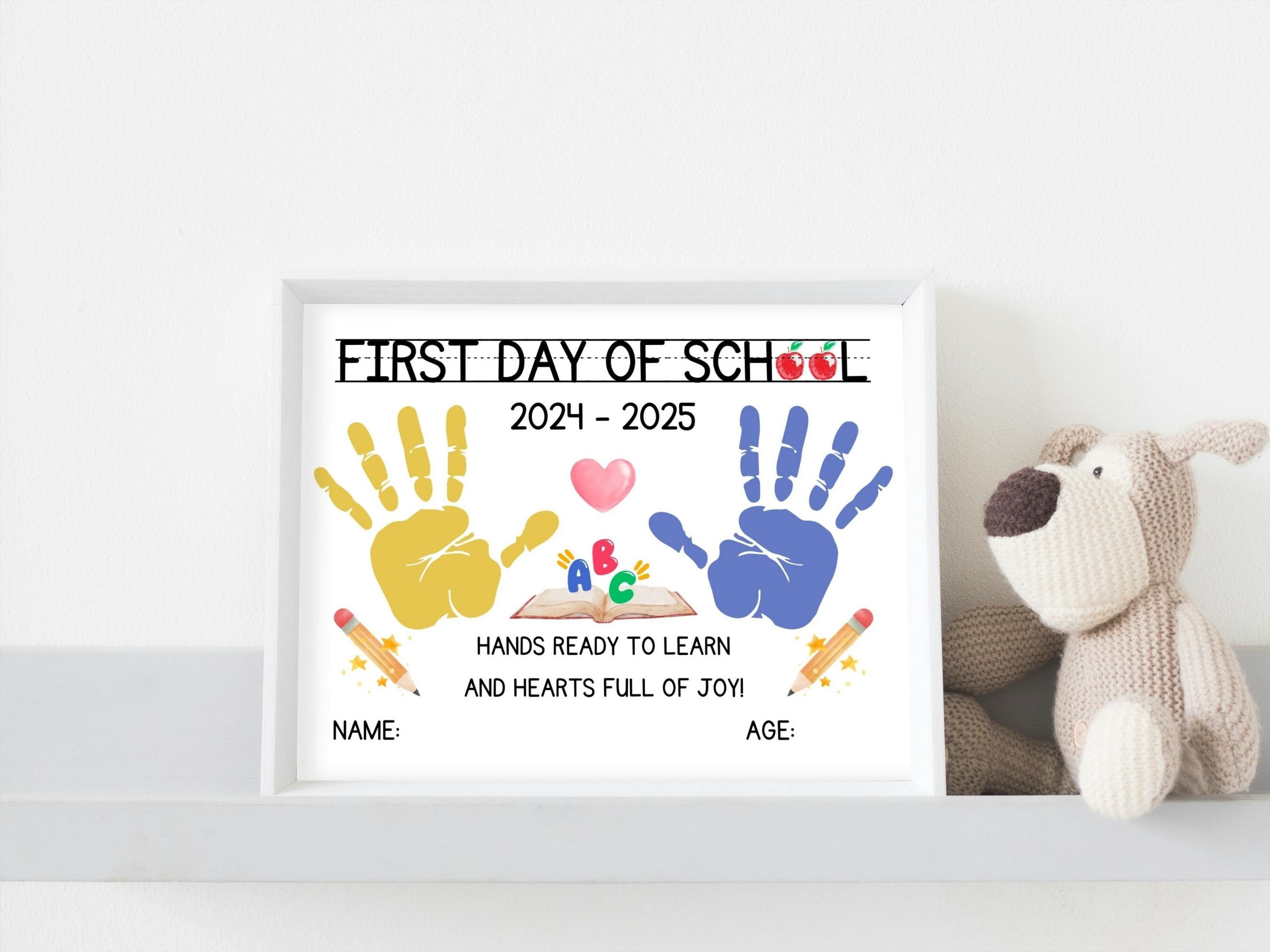 First Day of School Handprint Craft Kid Back to School Craft Diys Kid ...