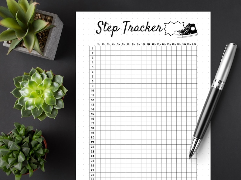 Step Tracker Monthly Fitness Goal Tracker: Printable Health Journal ...