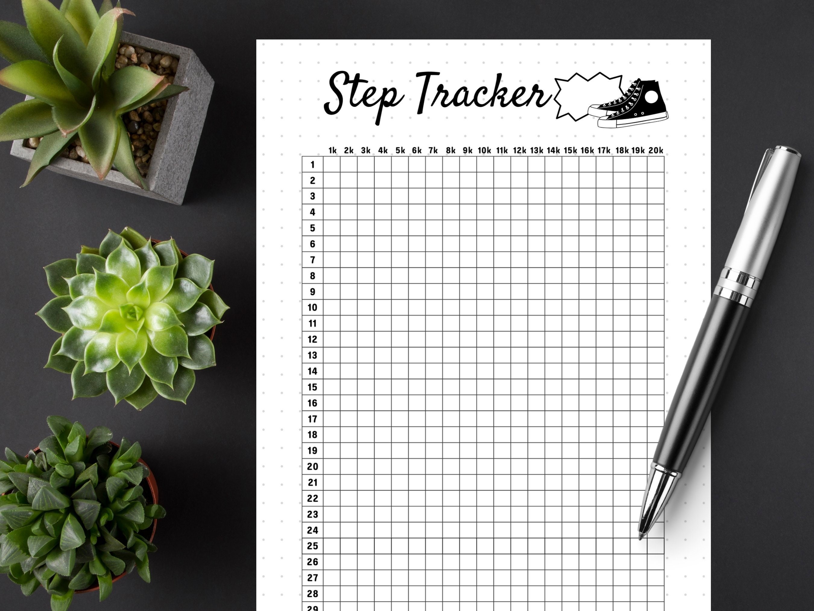 Step Tracker Monthly Fitness Goal Tracker: Printable Health Journal ...