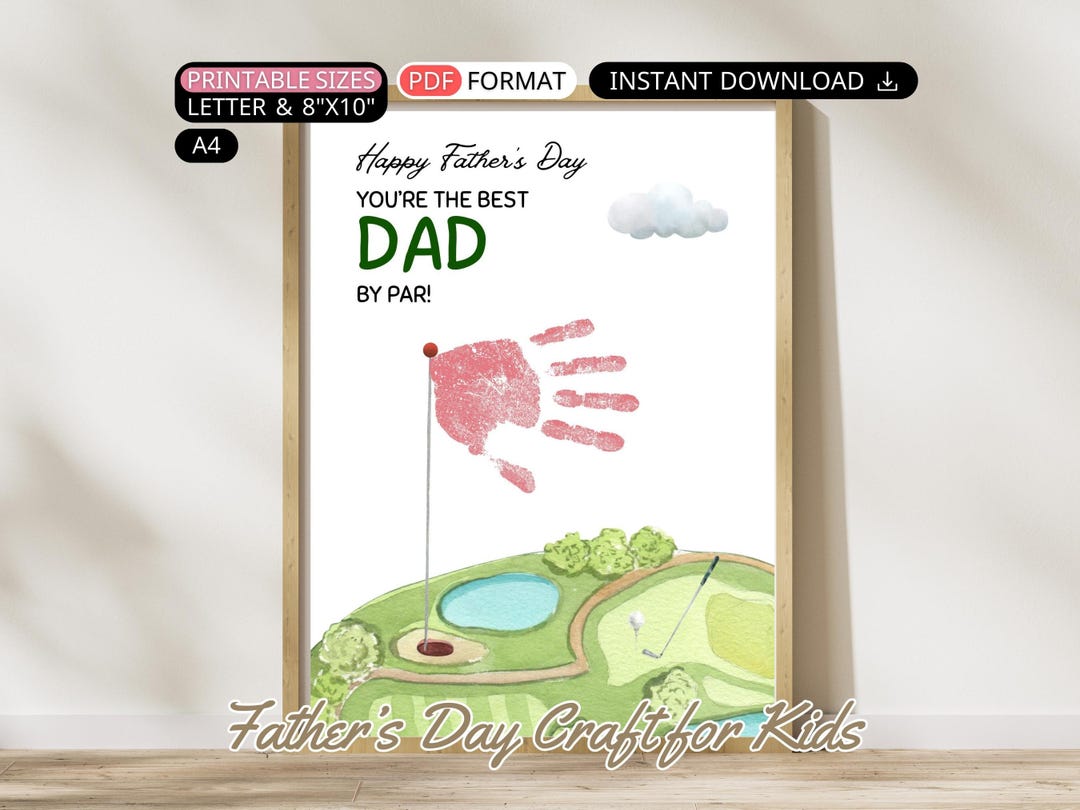 Fathers Day Golf Handprint Craft Art Printable Best Dad by Par DIY ...