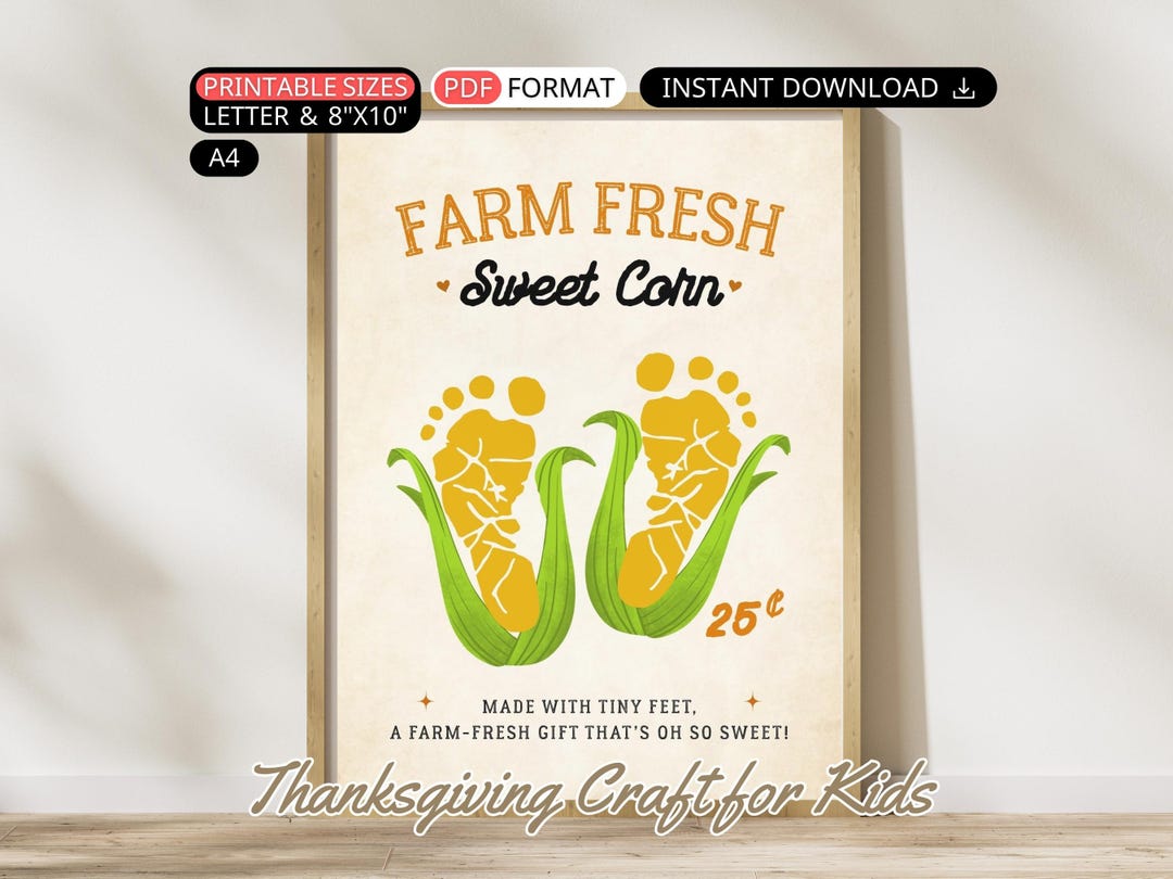 Thanksgiving Sweet Corn Footprint Craft Baby Keepsake: Fall Footprint ...